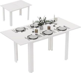 HOMCOM Esstisch ausziehbar 120-160 x 80 cm K&uuml;chentisch f&uuml;r 4-6 Personen Modern Esszimmertisch f&uuml;r K&uuml;che, Esszimmer, Hochglanzwei&szlig;