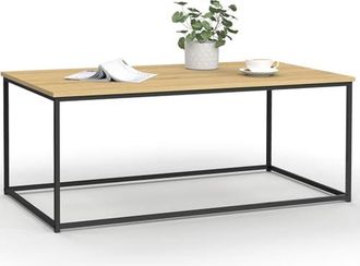 IDMarket Table Basse rectangulaire Detroit 113 cm Design Industriel Bois et m&eacute;tal
