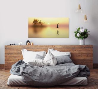 Paul Sinus Art Vögel in Landschaft Wandbild in verschiedenen Größen Wähle Deine Größe 60x120cm