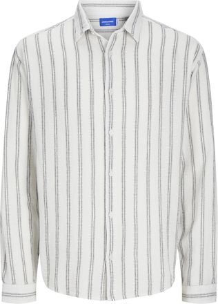 Jack & Jones JACK&JONES Herren JORJOSHUA Loose Weave Shirt LS Freizeithemd, Cloud Dancer/Stripes:Stripes, XL
