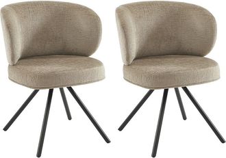 Vente-Unique Sedia girevole in Tessuto testurizzato e Metallo Nero - Tortora - Lotto di 2 - LYARO