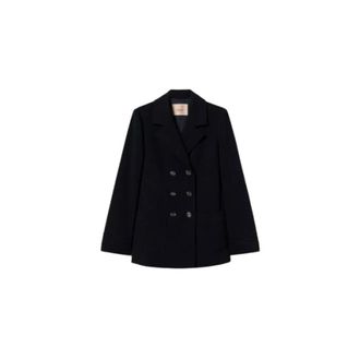 Twinset Kreuzverschluss Crepe Blazer mit Stickerei - - Jackets - Damen - Blau - L