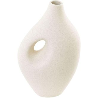 Beliani Beliani - Blumenvase weiß Keramik 32 cm Dekorative Handgemachte Tischdeko Wohnzubehör Moderne Design