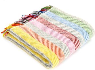 Tweedmill Tweedmill Textiles Überwurf, 100% Reine Schurwolle, Regenbogenstreifen, Mehrfarbig, 150 x 180 cm, Grau