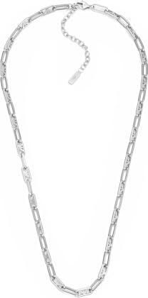 Emporio Armani Collier pour homme en acier inoxydable avec fermoir à mousqueton, Argent poli