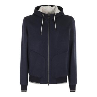 L.B.M. 1911 Woll-Zip-Hoodie mit Kontrastkante - - Sweatshirts & Hoodies - Herren - Blau - L