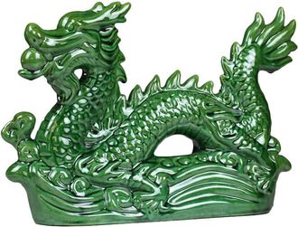 Yarnow Chinesische Tierkreiszeichen Figuren Drachen Figuren Feng Shui Statue Keramik Skulptur Drachenfigur Auto Dekofigur Reichtum Deko 2024 Neujahr Schreibt