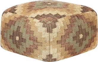 Beliani Pouf Jute Baumwolle und Wolle braun quadratisch 50x50x30 cm orientalisch Maguri