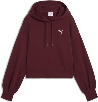 Puma Damen Wardrobe ESS Kurzer Relaxed Fit Hoodie XS, Ruby Shimmer Red
