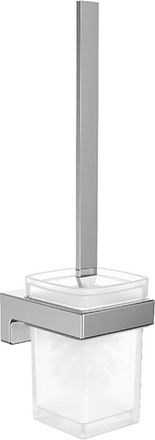 Emco Cue Toilettenb&uuml;rstengarnitur ohne Bohren I WC-B&uuml;rste zum Kleben in Chrom I hochwertige Toilettenb&uuml;rste aus Metall