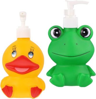 Exceart 2Stücke Cartoon Lotion Spender Nachfüllbare Shampoo Flasche Druckspender für Duschgel Körperpflegeprodukte für Badezimmer und Reisen