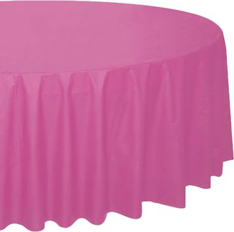 Unique 50335 Compact Pkg. Runde Kunststoff-Tischdecke, Knallpink (Hot Pink)