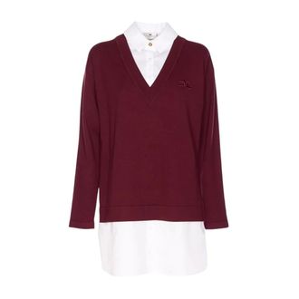 Elisabetta Franchi Gerippter Pullover mit Ajour-Details - - Blouses & Shirts - Damen - Rot - XL