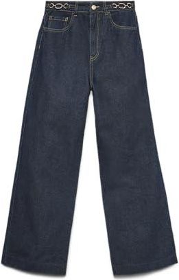 Vero Moda Vero Moda Vmkathy HR Wide Jeans Si330, Bleu foncé Denim, 27W / 32L Femmes