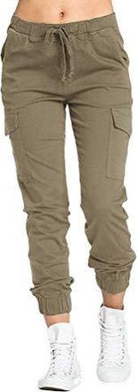 Minetom Femme Pantalon Cargo Streetwear Harem Pants Straight Trousers Cordon Biker Pantalon de Sportive Jogging Sweatpants Kaki XXL