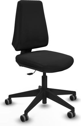 Piqueras y Crespo Elche PC-Stuhl, schwarz, ohne Armlehnen, ausgestattet mit Permanentkontakt und Schneideschaum, 65 mm Rollen, Parkett, Schwarz