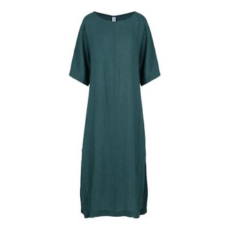 Bomboogie Femme, Robes, Bleu, Taille: 42 FR Abito dritto in lino