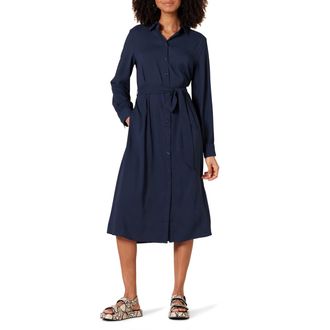 Amazon Essentials Damen Langärmliges Midi-Hemdkleid aus Georgette, Marineblau, XXL
