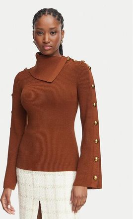 Elisabetta Franchi Rollkragenpullover MK-03S-66E2-V420 Braun Slim Fit