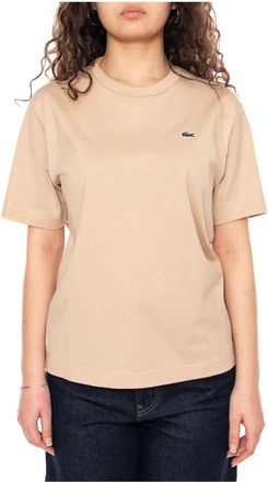 Lacoste Femme, Tops, Beige, Taille: 38 FR T-Shirt Col Rond