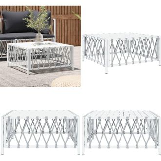 vidaXL Table de jardin blanc 70x70x34 cm tissu tiss&eacute; - Table De Jardin - Mobilier De Jardin - Table Basse - Ensemble De Salon De Jardin - Table Blanche