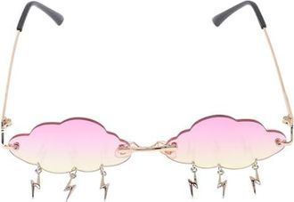 Garneck Gatuida Lunettes de Soleil Asymétriques sans Monture Nuageuses Dégradé Violet et Jaune Polycarbonate Léger Unisexes pour Fêtes Conduite et Activités d