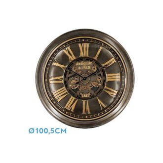 Fabrilamp Fabrilamp - Uhr de Wand Genova Gold Leder 100,5x100,5x100,5x13,5 cm Zahnräder mit Uhrwerk