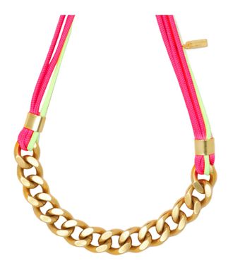 Perrine Taverniti Sautoir Iris Rose Jaune Fluo