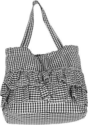 Minkissy Sac Cabas Toile à Carreaux avec Capacité Bandoulière Ergonomique Légère Sac Fourre Tout Réutilisable pour Femmes Shopping et Voyage Quotidien Noir