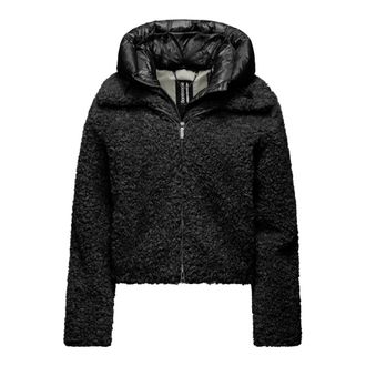 Bomboogie Femme, Vestes, Noir, Taille: 36 FR Manteau &agrave; Capuche en Molleton Sherpa Boucl&eacute;