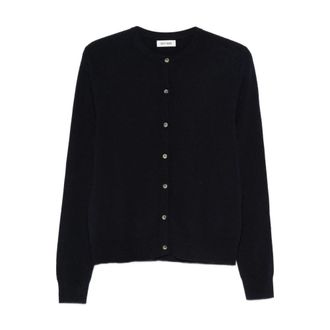Soft Goat Rundhals-Cardigan mit Kn&ouml;pfen - - Knitwear - Damen - Blau - M