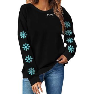 Generic Ydsxlp Pull de Noël à manches longues pour femme - Imprimé « Merry Christmas » - Tendance et décontracté - Col rond - Coupe ample - Pull de Noël, a-no