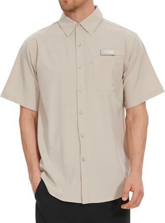 Bassdash Chemise de pêche pour Hommes Chemise décontractée dété Chemise hawaïenne UPF 50+ Manches Courtes boutonnées Fleurs pour la randonnée et Le Camping en 