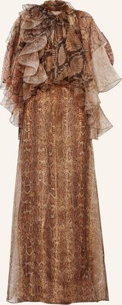 Zimmermann Abendkleid Aus Seide Mit Volants braun