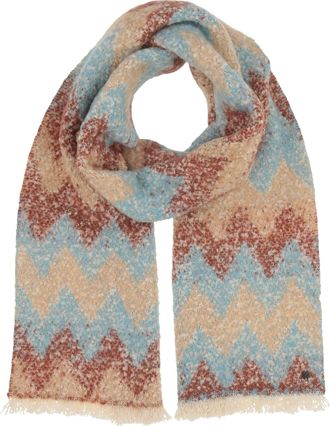Fraas Kuscheliger Schal | Zickzack-Design im Retro-Look | 25 x 200 cm | Wollanteil | F&uuml;r Damen Denim Dust