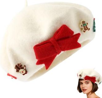 Generico B&eacute;rets pour femme - Bonnet dhiver vintage chaud, chapeau en laine, manteau de No&euml;l - Pour f&ecirc;tes, costumes, vacances, Nouvel An et &eacute;v&eacute;nements cosplay