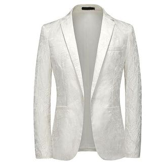 Generic Veste de smoking &agrave; motif floral &agrave; 1 bouton pour homme, coupe ajust&eacute;e, revers crant&eacute;, blazer de costume, veste de sport, manteau pour mariage, d&icirc;ner, b