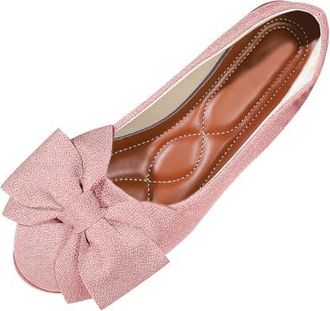 Generic Chaussures à enfiler décontractées avec noeud pour femme - Élégantes - Bout rond - Couleur unie - Talon bas - Respirantes - Légères et confortables - 