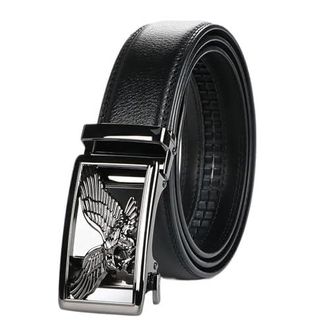 Generic Ceinture pour homme avec boucle automatique en alliage, ceinture tendance pour homme daffaires et loisirs, Noir, 130 cm