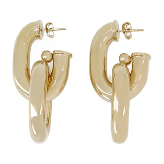 Paco Rabanne Womens Xl Link Hoops Earring Paco Gold Metal Jewelry-Watches Earrings