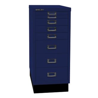 Bisley MultiDrawer, 29er Serie mit Sockel, DIN A4, 8 Schubladen, Metall, 639 Oxfordblau, 38 x 27.9 x 67 cm