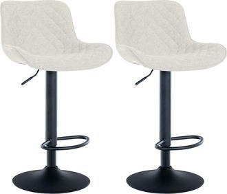 Clp 2er Set Barhocker Minosa I Fußstützen Aus Metall I Höhenverstellbare Gepolsterte Drehstühle, Farbe:Creme, Material:Stoff