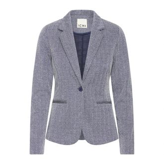 Ichi Blaue Herringbone Jacquard Blazer Jacke - - Jackets - Damen - Grau - S