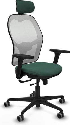 Piqueras y Crespo Ergonomischer B&uuml;rostuhl, Lendenwirbelst&uuml;tze, mit 3D-Armlehnen und Kopfteil, h&ouml;henverstellbar und neigbar, ausgestattet mit Syncro/Traslack. Wei&szlig;/Flasc