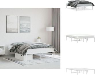 vidaXL Vidaxl - Cadre de lit métal blanc 140x190 cm - Cadre De Lit - Lit Double - Lit Metal - Lit Blanc - Meuble Chambre