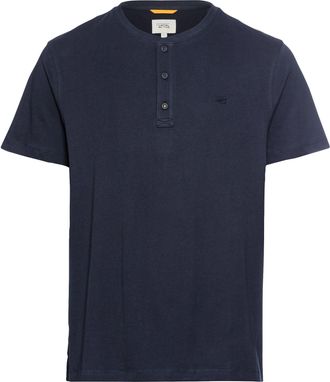 Camel Active Herren Kurzarm Henley T-Shirt mit Knopfleiste Dunkelblau, menswear-4XL