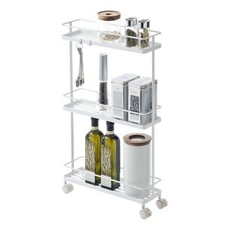 Yamazaki Tableware 7151 Tower Storage Cart, White, Steel, 38 x 12 x 66 cm