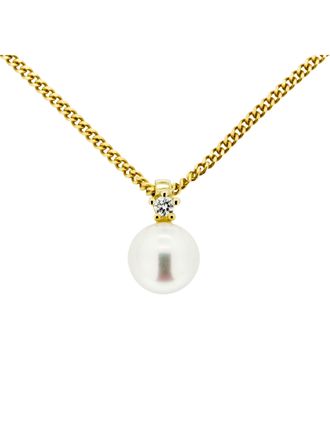 Orolino Halskette 585 Gold mit Brillant 0,03ct. + Perle wei&szlig; 6,5-7mm