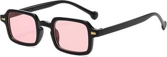 Generic Lunettes de soleil rectangulaires pour femmes ovales vintage lunettes de soleil hommes nuances femmes lunettes Candy UV400, noir/rose, Taille unique
