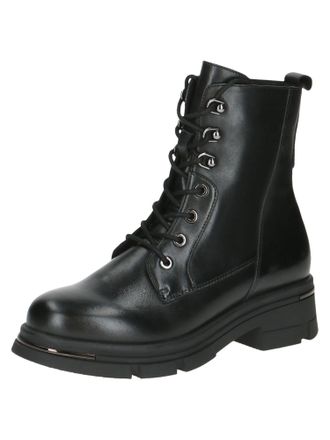 Caprice Damen Stiefeletten zum Schnüren aus Leder mit Reißverschluss, Schwarz (Black Nappa), 40 EU